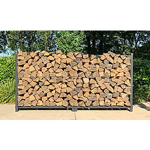 Woodhaven 8 Foot 1/2 Cord Firewood Log Rack With No Cover - Made In USA - Outdoor Use Lifetime Structural Warranty - Black Texture Powder Coat Finish - Made With Heavy Duty Steel (No Cover)