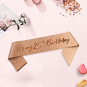 Ceqiny 25th Birthday Sash Tiara and Crowns for Girls, Birthday Queen Rose Gold Tiara, Princess Tiara Rhinestone Headbands with Combs Bridal Wedding Tiaras for Wedding Prom Bridal Party Christmas