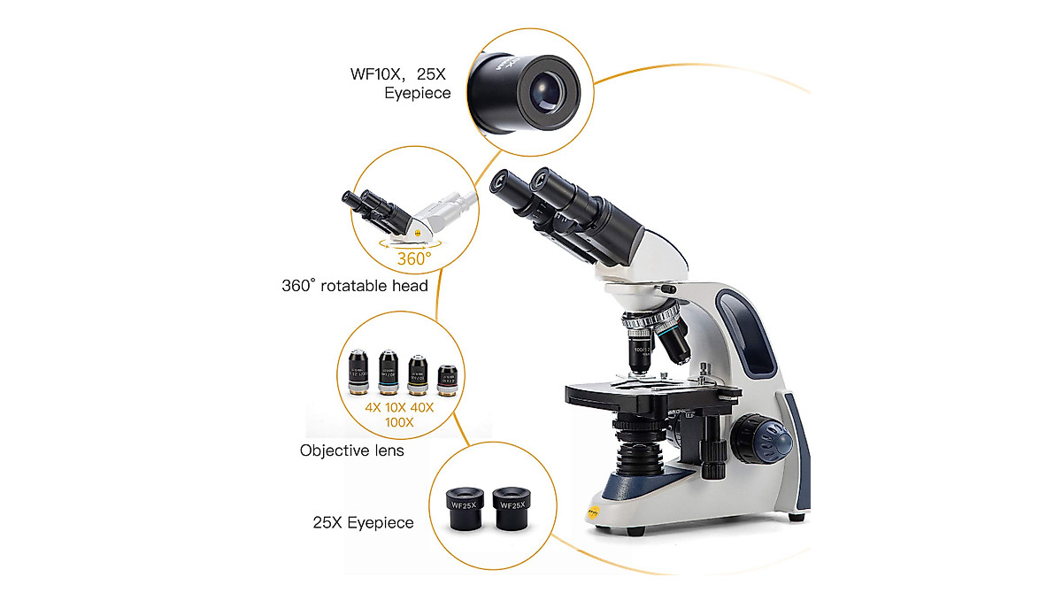 SWIFT SW380B 40X-2500X Magnification, Research-Grade Binocular Compound ...