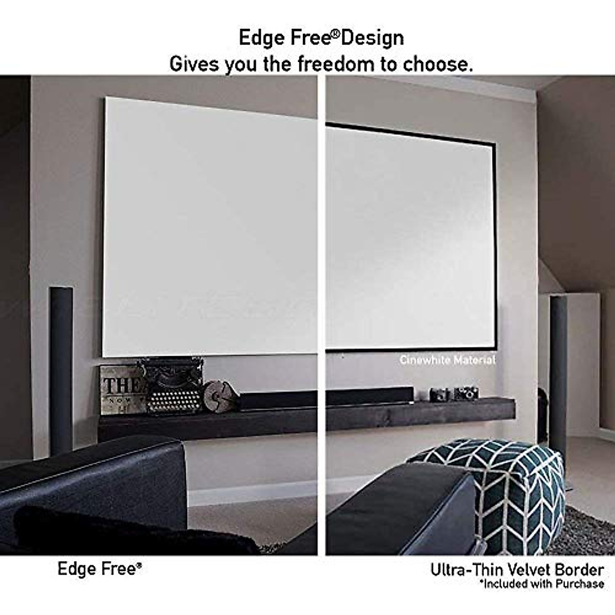 Elite Screens Aeon Series, 100-inch 16:9, 8K / 4K Ultra HD Home Theater Fixed Frame EDGE FREE Borderless Projector Screen, CineWhite UHD-B Front Projection Screen, AR100WH2