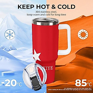 Turkey Turkish Flag of Türkiye 40oz Water Bottle Double Wall Insulated Tumbler with Handle Leakproof Travel Mug White-style
