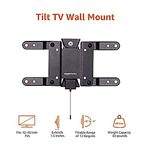 Amazon Basics Tilt TV Wall Mount fits 12-Inch to 40-Inch TVs and VESA 200x200, Black