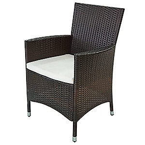 TCSGURK Patio Dining Set, Outdoor Patio Furniture Sets, Rectangular Glass Top Dining Table and Chairs with Cushions (Color : Brown, Size : 98.4" x 39.4" x 29.1")