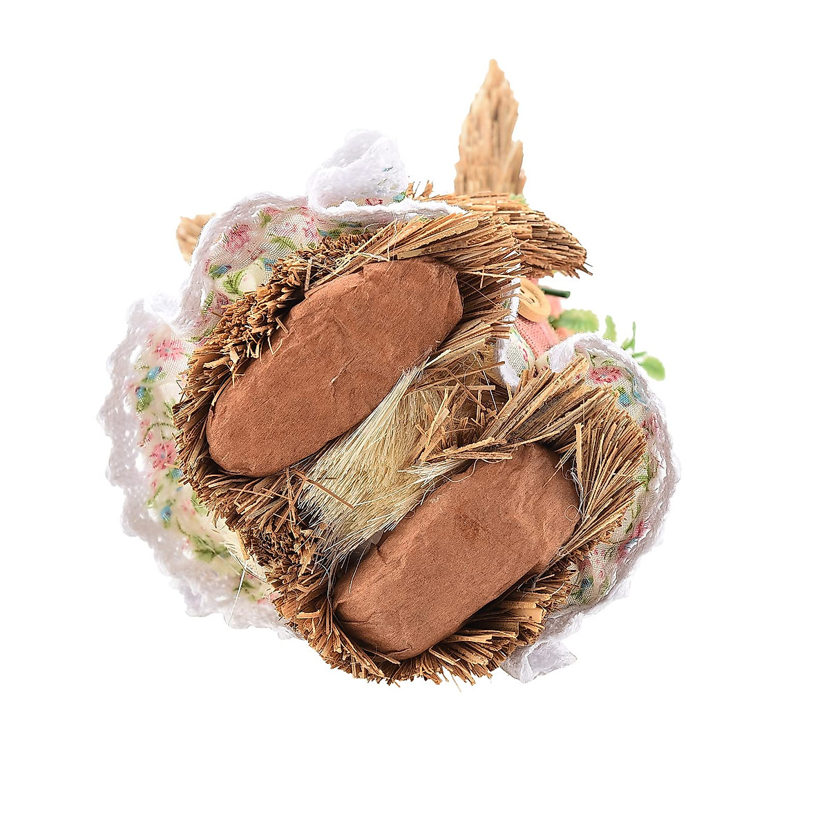 YIREAUD 1 Pcs Easter Straw Rabbit Easter Bunny Figurine Decoration Easter Bunny Statue Artificial Animal Model Sculpture Standing Straw Woven Bunny Ornament for Home Garden Spring Decor