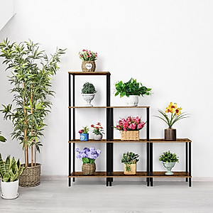 LING RUI 2 Tier Bookcase,Narrow Bookshelf for Small Spaces,Wood and Metal Book Shelf Storage Organizer for Home Office Living Room (Brown)