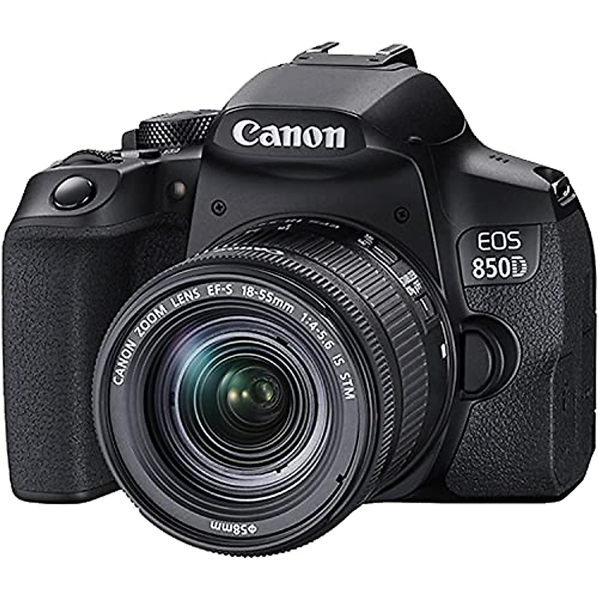 Camera EOS 850D (Rebel T8i) DSLR Camera w/ 18-55mm Lens Bundle with 64GB Memory Card, Wide Angle Lens, Telephoto Lens, 3Pc Filter Kit, Case, Tripod + Photography Kit (33 Pieces)
