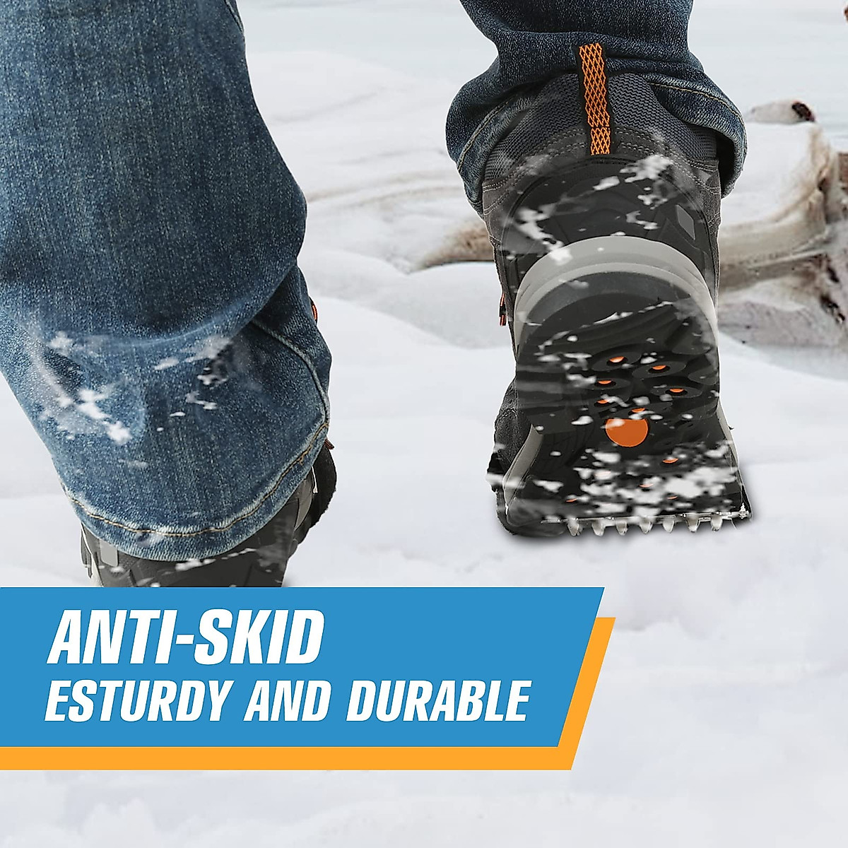 Crampons Ice Cleats Snow Traction Cleats for Walking on Snow and Ice Women Men Anti Slip Ice Grips for Hiking Snow Fishing Walking Mountaineering Boots Shoes