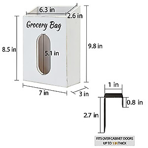 Rustic Wooden Grocery Bag Holder Wall Mounted, Plastic Bag Holder Organizer for Cabinet, Trash Bag Holder for Plastic Bags, Trash Bag Dispenser Organizer for Home & Kitchen Organization and Storage