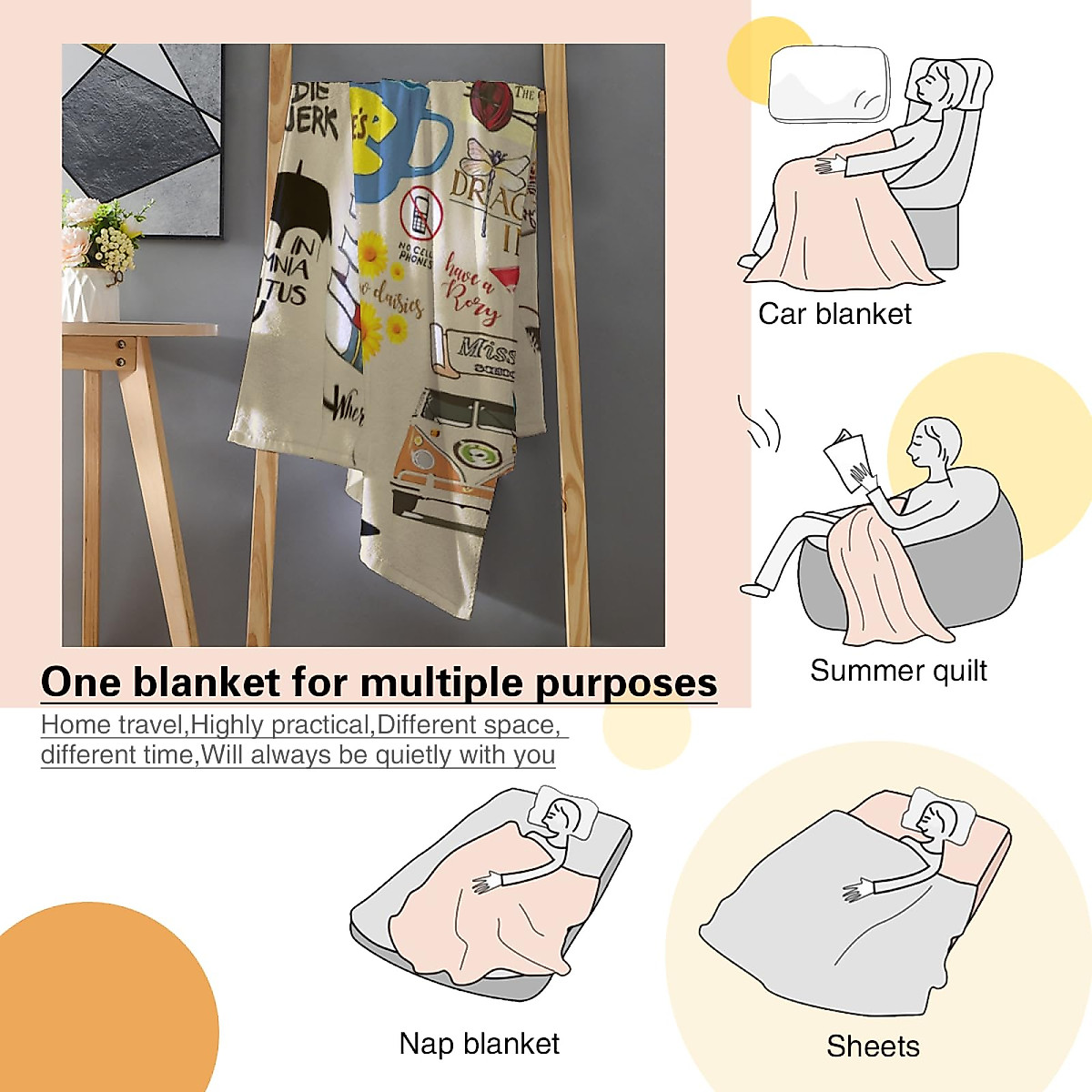 Gilmore Girls Throw Blanket Flannel Blanket Ultra-Soft Fleece Throw Blanket Suitable for All Seasons Couch Bed Living Room 60x50 Inch