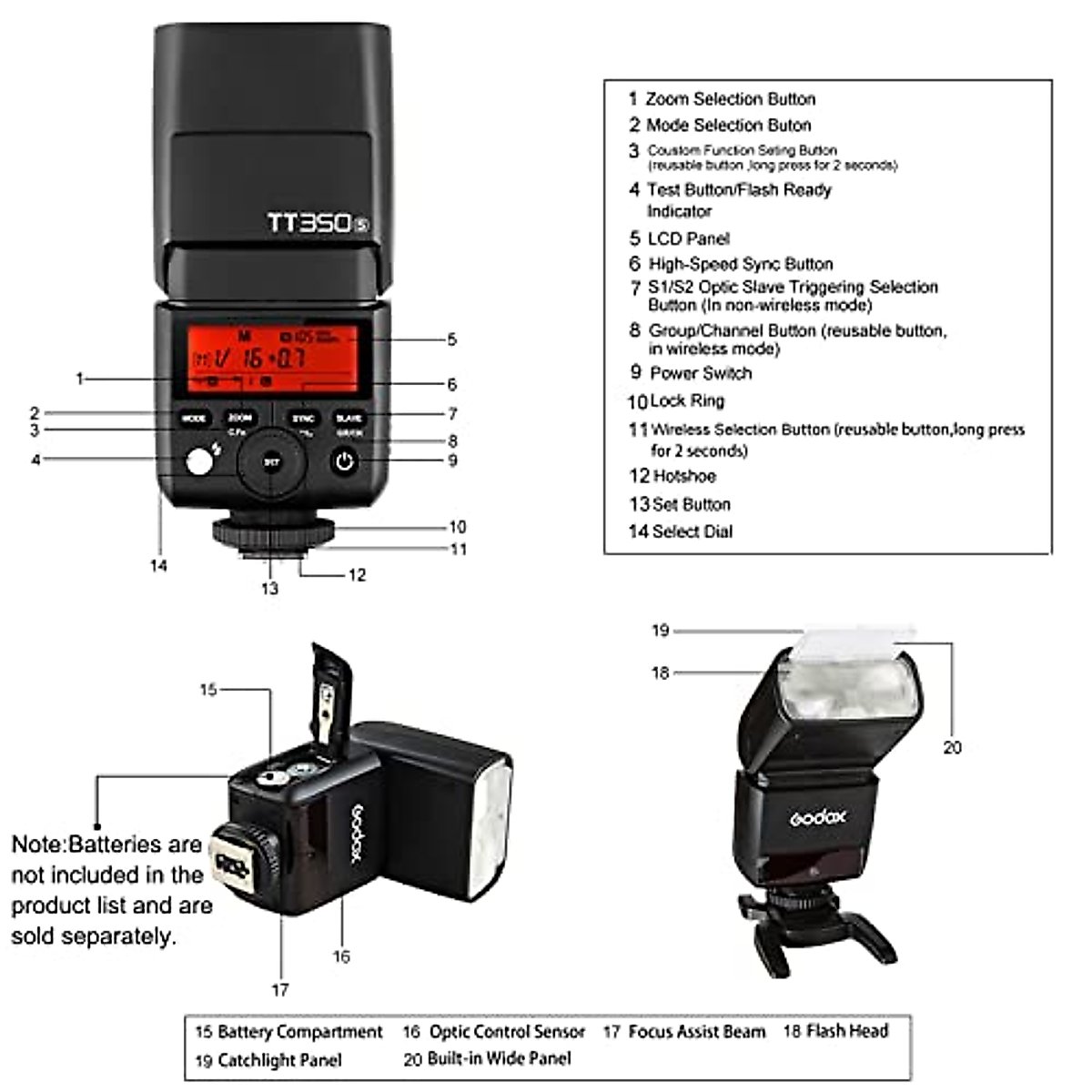 Godox TT350S Flash Speedlite for Sony Camera, 2.4G Wireless GN36 1/8000s HSS TTL Camera Flash Compatible for Sony Camera A7 A7R A7S A7-II A7-III A7R-II A7R-III A7S-II A6300 A6000 etc
