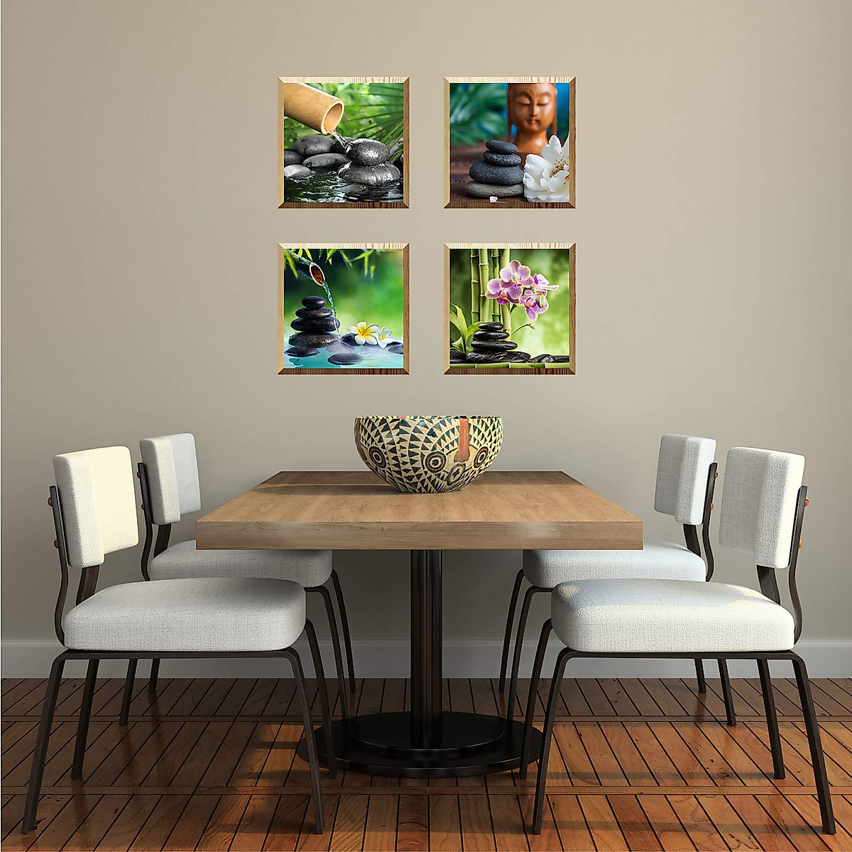 3D-Mirage 4 PC Pack Art Magic Peel and Stick 3D Vinyl Removable Wall Sticker Decals DIY Sticky Backsplash, Zen Garden Stone 4008-MI