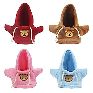 4pcs Chicken Costume for Hens Shirt with Hat,Pet Chicken Clothes Warm Cartoon Hoodies Coop Cage Accessories Toys for Parrot Duck