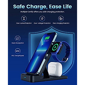 Wireless Charger, PEXXUS Portable 3 in 1 Wireless Charging Station for Multiple Devices,for iPhone 14 13 12 11 pro max XS 8,Samsung Galaxy, Apple Watch Charging Stand, Airpods 2 3 Pro Charger