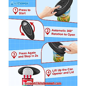 One Touch Electric Can Opener Fits Almost All Can Sizes for Seniors with Arthritis, Hand Held Battery Operated Can Opener with Smooth Edge, Food Safe Kitchen Gadgets Automatic Can Opener for Kitchen