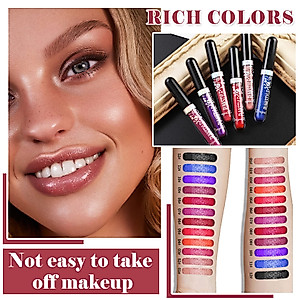 3PCS Black Blue Purple Liquid Glitter Lipstick Glitter Lip Gloss Set,Diamond Shimmer Matte Lipstick Set Long Lasting High Pigment Glitter Lip Stick Kit Lip Gloss Set Halloween Makeup Gift - Set D