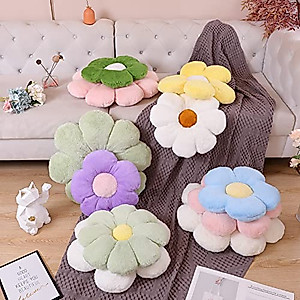 Flower Throw Pillow Seating Cushion Floor Pillow Cushion Flower Shape Bed Sofa Chair Car Seat Nap Throw Cushion Comfy Pillow (Blue)