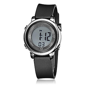 Womens Digital Watches LED Screen Military Waterproof Alarm Stopwatch 7 Color LED Backlight Sports Watch (Black)