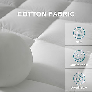 Royoliving Mattress Topper California King Size Mattress Pads Protector Extra Thick Cotton Cover Top Fluffy Soft Elastic 18" Deep Pocket Cooling Breathable (72x84 Inches)