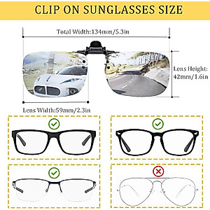 FRAZALA Polarized Clip-on Sunglasses with Flip Up Function Anti-Glare UV 400 Driving Glasses Clip-on for Prescription Glasses (Silver)