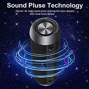Bluetooth Speakers, 30W Portable Speaker Loud Stereo Sound, Rich Bass IP67 Waterproof, 30+ Hour Playtime, Built-in Mic, Wireless Speaker with TF, AUX, FM for Shower, Pool, Party, Travel, Outdoors