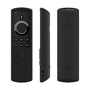 SIKAI Remote Case for 5.6 inch Fire TV Stick 4K Remote Skin-Friendly Shockproof Silicone Cover Compatible with Fire TV Stick 4K All-New Alexa Voice Remote Anti-Lost with Loop (Black)