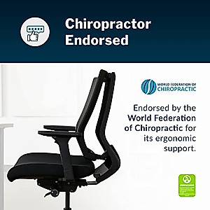 Vari Task Chair (VariDesk) - Adjustable Office Chair with Armrests and Rolling Casters - Use as a Gaming Chair, Desk Chair, Computer Chair, or Ergonomic Office Chair - Easy to Assemble (Black)