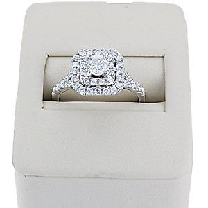 Vir Jewels 7/8 cttw Diamond Wedding Engagement Ring 14K White Gold Halo Prong Set Bridal Size 7