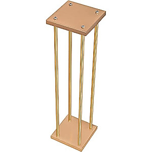 10 Pcs Wedding Flower Stand Metal Vase Stand with Plates Gold Floor Metal Column Gold Rectangular 7.87" x 7.8 7"x 31.5" Flower Display Stands Table Flower Stands for Wedding Party Events Table Decor (31.5 inch Tall)