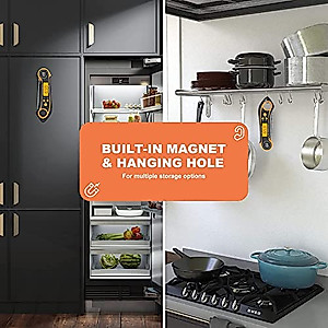 Bekhic Instant Digital Meat Thermometer for Cooking Grilling with Backlight, Magnet, Waterproof Instant Read Food Thermometer for Meat, Deep Frying, Baking, Outdoor Cooking, Grilling, & BBQ