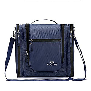 Large Hanging Travel Toiletry Bag for Men and Women Waterproof Makeup Organizer Bag wash bag Shaving Kit Cosmetic Bag for Accessories, Shampoo,Bathroom Shower, Personal Items DarkBlue