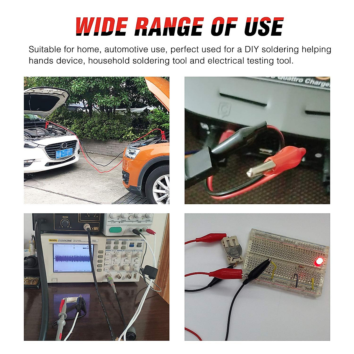 Nilight - 50052R 60Pcs Metal Alligator Clip Clamp Assortment Test Lead Electrical Battery Clamp Connector Alligator Connector Electrical Assortment Charging Clip