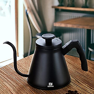 Kanmart Pour Over Coffee Kettle Barista's Choice Works on Stove and Any Heat Source stove top pour over kettle Gooseneck Teapot with Precision Pour Spout(1.2L, 40oz) (black)