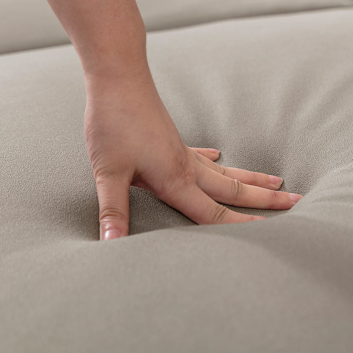 BALUS 113''Sectional Sofa L Shaped Sleeper of Convertible, Modular Sectional Sofa, Convertible Sectional Sofa with Ottoman for Living Room, W113*D64*H26, Beige