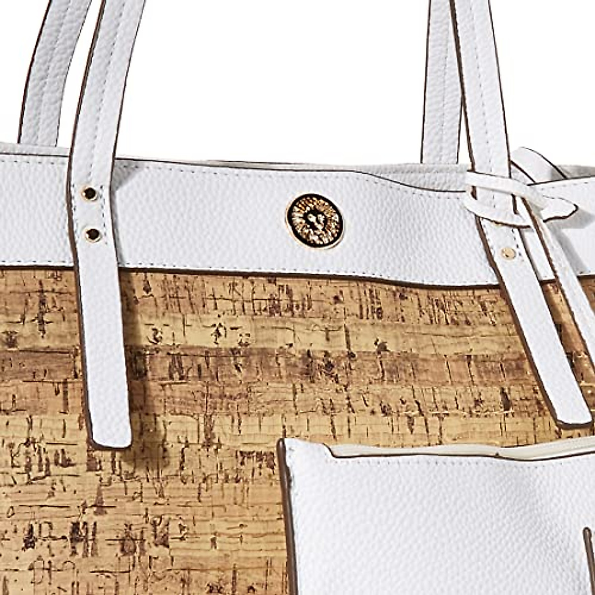 Anne Klein East west Cork Tote with Card case, Anne White