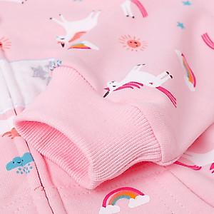 Akyzic Jackets for Girls Zip Up Hoodie Unicorn Jacket Kids Back to School Outfit Hooded Sweatshirt Toddler Winter Outerwear 5T/3012