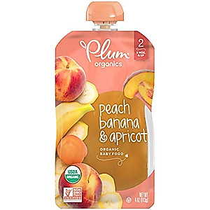 Plum Organics Baby Stage 2 Food, Peach, Banana and Apricot, 4 Ounce (Pack of 6)