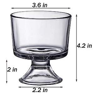 ALMOXVYE 6 Pack 10 Oz Glass Dessert Bowls, Footed Trifle Bowls Crystal Glass Ice Cream Cups for Ice Cream, Fruit, Pudding, Snack