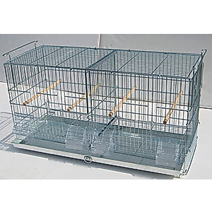 Galvanized Zinc Stackable Breeder Bird Flight Cage Side Breeding Nest Door with Removable Divider (Galvanized Zinc, 30"x11"x15"H Lot-4 Stand)