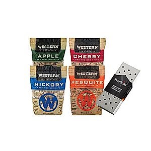 MIJIG Western BBQ Premium‎ Wood Smoking Chips Variety (Pack of 4) Bundled with ProGrilla Smoker Box
