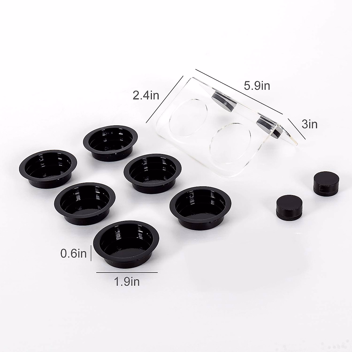 WACOOL Magnetic Reptile Ledge, Acrylic Gecko Feeding Ledge with 6PCS Cups, Reptile Food Water Feeder Dish for Geckos Iguana Chameleon Pets (White)