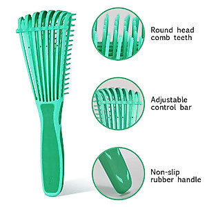 4Pcs Detangling Brush, Goowin Detangler Brush, Easy Detangler Brush for Natural Hair with Edge Brush & Tail Comb (Green)