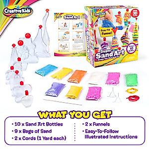 Creative Kids Sand Art Activity Kit for Kids-10 Sand Art Bottles &10 Colored Cool Sand Bags+Glitter Sand-Create Your Own Sand Art-DIY Arts & Crafts Gifts for Kids Boys Girls Age 6+ Packaging May Vary