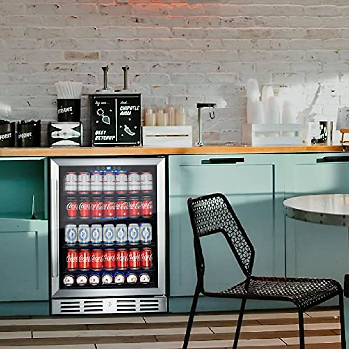Kalamera 24 inch Beverage Refrigerator - 154 Cans Capacity Beverage Cooler- Fit Perfectly into 24" Space Built in Counter or Freestanding - for Soda, Water, Beer or Wine - For Kitchen, Bar or Office