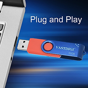 VASTDIGI 32GB USB Flash Drives 5 Pack USB 2.0 Flash Drive Swivel Memory Stick Thumb Drives with LED Light for Data Storage and Backup