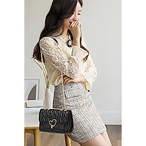 Shoulder Bag for Women Small Crossbody Purse Leather Fashion Handbags with Chain Strap, black