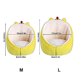 Zacro Small Animal Beds, Guinea Pig Bed Winter Warm Hamster Rabbit Squirrel Hedgehog Small Animal Pet Bed House Hideout Cage(Yellow L)