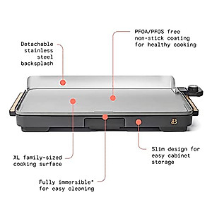 Beautiful 12" x 22" Extra Large Griddle, by Drew Barrymore (Oyster Gray)