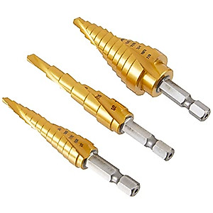 Amazon Brand - Denali 3-Piece Step Drill Bit Set, 1/8-1/2", 3/16-1/2", 3/16-7/8"