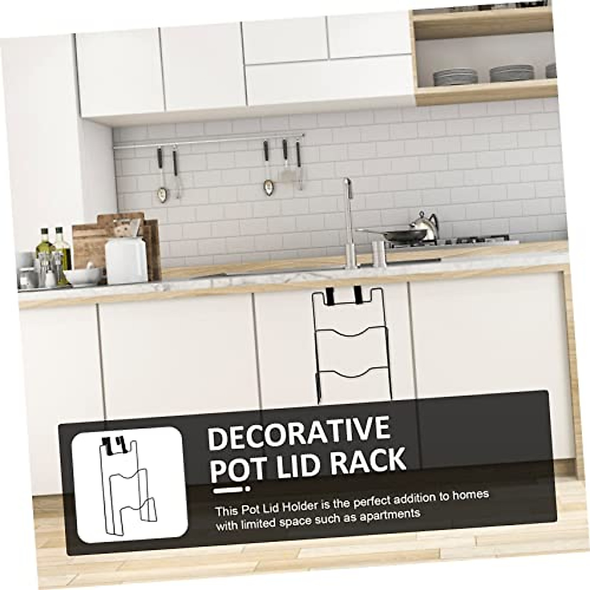 BUGUUYO Kitchen Cabinet Door Lid Holder L Brackets for Shelves Metal Stand Metal Storage Rack Wall Pot Lid Holder Wall Lid Organizer Saucepan Lid Wall Rack Decorative Pan Cover Rack Food