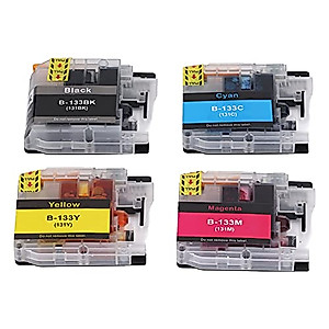 4 Color Disposable Ink Cartridge Stable Chip Printing BK C M Y PP Printer Ink Cartridge Kit No Ink Leak for Factory for Hospital (LC133)